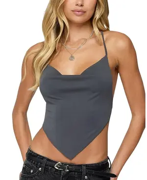 EDIKTED Tilla Backless Cowl Neck Top