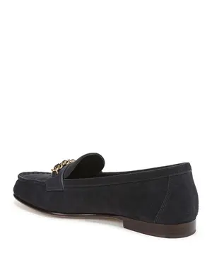 Veronica Beard Chain Detail Suede Loafer Flats - Navy