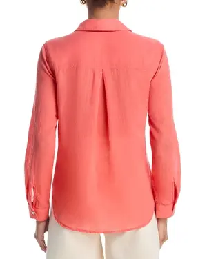 Bella Dahl Pocket Button-down Shirt - Bright Tangerine