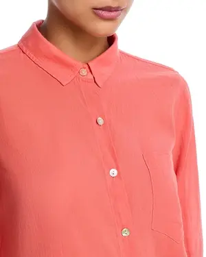Bella Dahl Pocket Button-down Shirt - Bright Tangerine