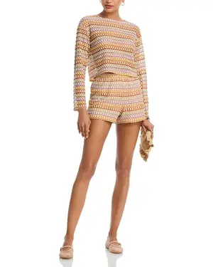 Aqua Crochet Knit Top - Multi