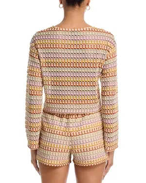 Aqua Crochet Knit Top - Multi