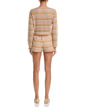 Aqua Crochet Knit Shorts - Multi