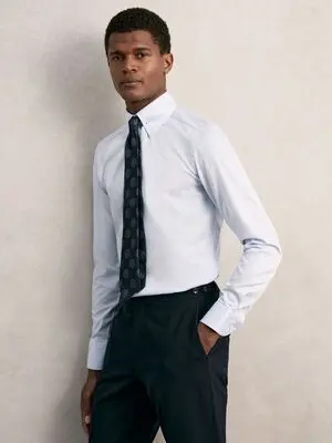 REISS Caldwell Slim Fit Cotton Pin Collar Shirt