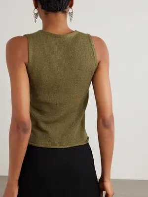 THE ELDER STATESMAN Nora Lite Ribbed Tank - Green