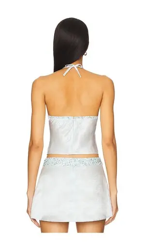 ASTA RESORT X Marina Hand Beaded Top - Ice Blue