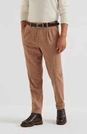 Brunello Cucinelli Chevron Patterned Trousers - Light Brown
