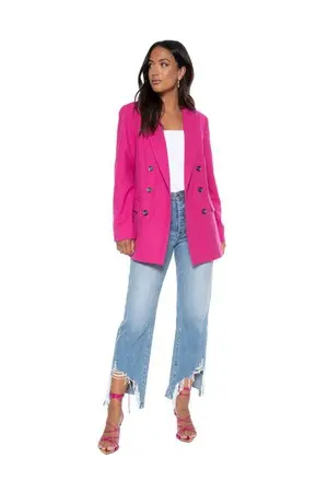 BLUE REVIVAL Oversized Double-breasted Blazer - Fuchsia