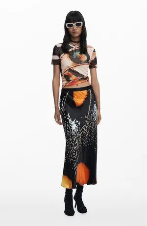 Desigual Printed Midi Skirt