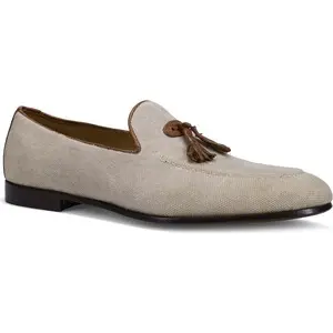 Ron White Canvas Loafer With Tassel - Sand