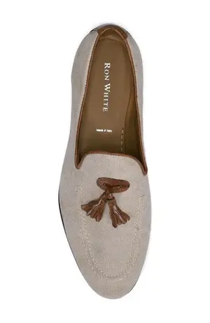 Ron White Canvas Loafer With Tassel - Sand