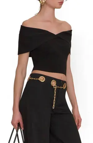 Cult Gaia Prescott Off-the-shoulder Knit Top