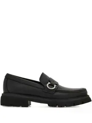 FERRAGAMO Gancini Leather Loafers - Black