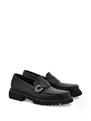 FERRAGAMO Gancini Leather Loafers - Black