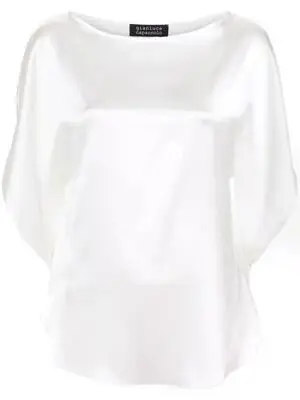 GIANLUCA CAPANNOLO Boat-neck Satin Blouse - White