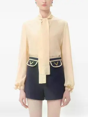 Valentino Garavani Crepe De Chine Shirt With Scarf Detail - Neutrals