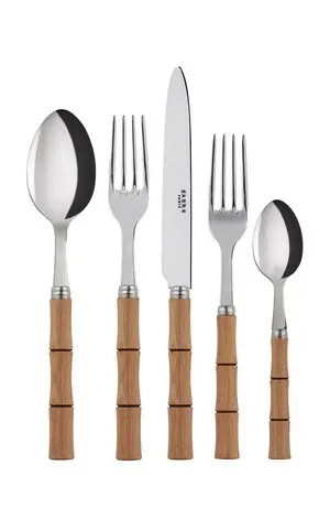 SABRE Bamboo Five-piece Silverware Set - Brown