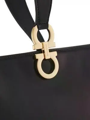 FERRAGAMO Geometric Leather Top Handle Bag - Black
