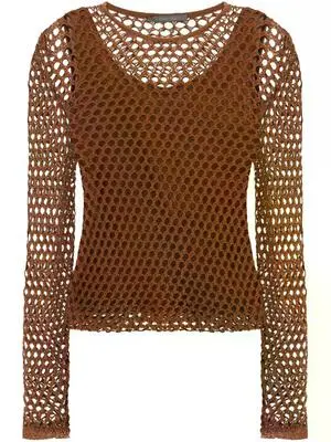 Alberta Ferretti Mesh Long-sleeve Top