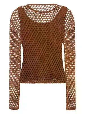 Alberta Ferretti Mesh Long-sleeve Top