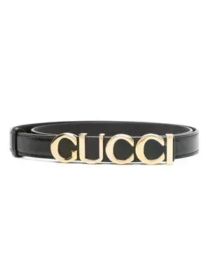 Gucci Logo-buckle Thin Belt - Black