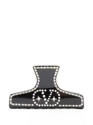 Valentino Garavani Vlogo Signature Rhinestone Claw Clip - Black