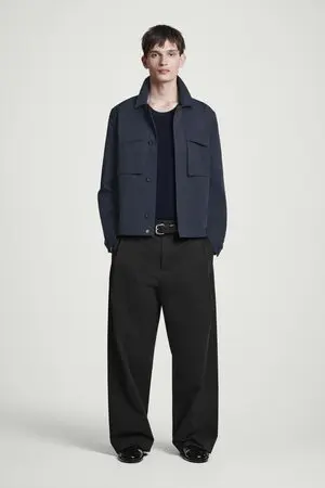 Cos Utility Cotton-twill Overshirt - Navy