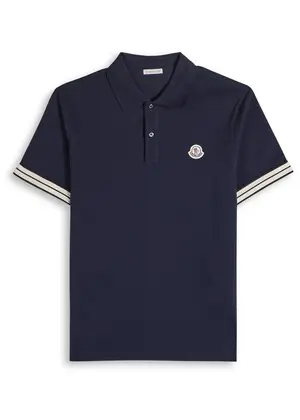 Moncler Piqué Cotton Polo Shirt - Navy