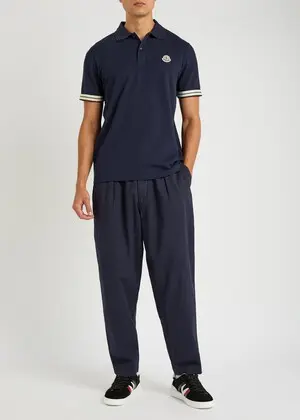Moncler Piqué Cotton Polo Shirt - Navy