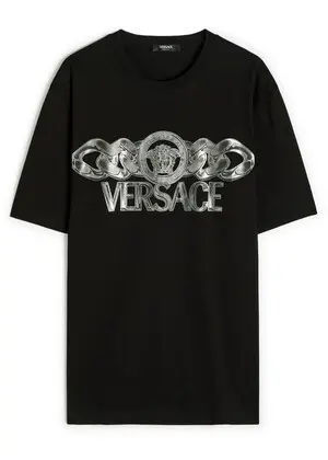 Versace Logo-printed Cotton T-shirt - Black