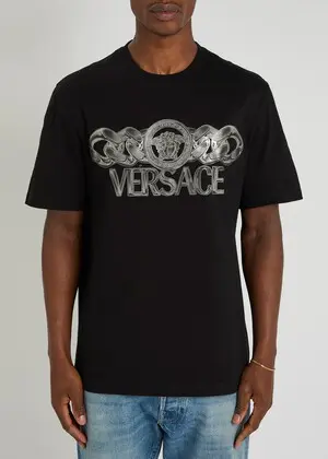 Versace Logo-printed Cotton T-shirt - Black