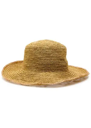 SENSI STUDIO Metallic Straw Hat With Mouldable Brim - Beige