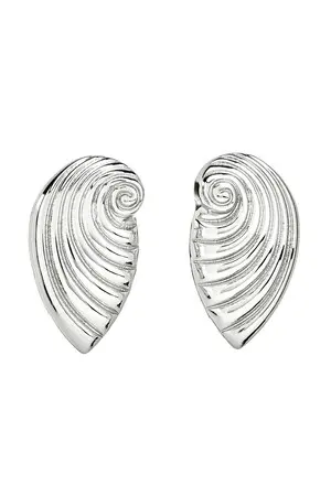 KENNETH JAY LANE Ribbed Seashell Pierced Earrings - Red