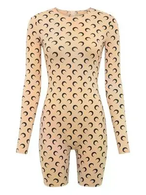 MARINE SERRE All Over Moon Print Playsuit - Neutrals