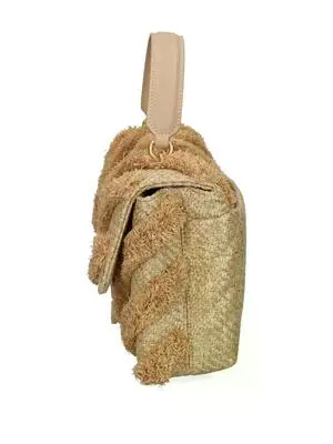 Pinko Fringed Chevron Shoulder Bag - Neutrals