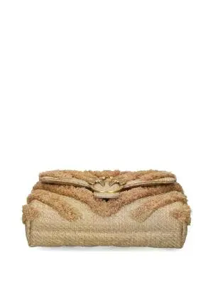 Pinko Fringed Chevron Shoulder Bag - Neutrals