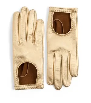 Valentino Garavani Vlogo Signature Leather Driver Gloves - Ivory