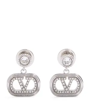 Valentino Garavani Vlogo Ovalette Dangle Earrings - Silver