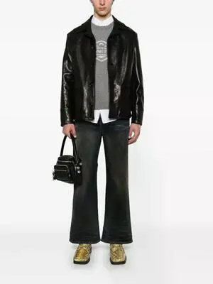 MARINE SERRE Moongram-embossed Leather Jacket