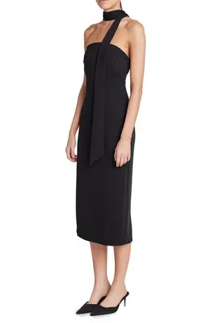 Endless Rose Choker Tie Sleeveless Midi Dress - Black