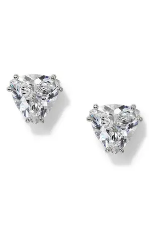 Nadri Luxor Trillion Cubic Zirconia Stud Earrings - Rhodium