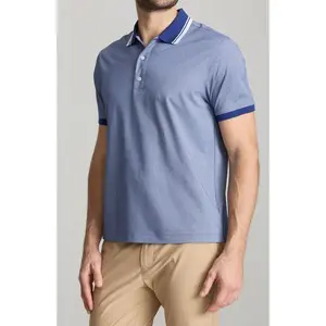UNTUCKIT Day Tipped Cotton Blend Piqué Performance Polo - Dark Blue