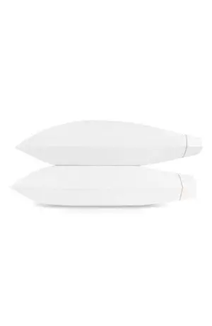 MATOUK Bergamo Set Of 2 500 Thread Count Cotton Percale Pillowcases - Blush