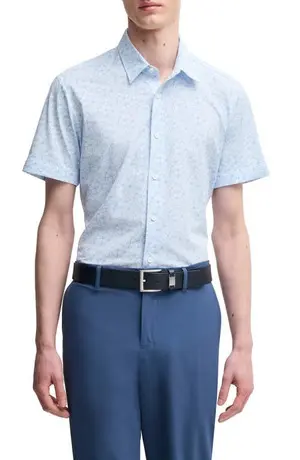 HUGO BOSS Roan Floral Short Sleeve Stretch Button-up Shirt