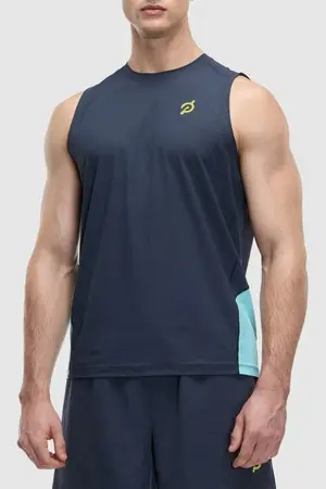 PELOTON Grid Jacquard Colorblock Tank Top - Blue Nights