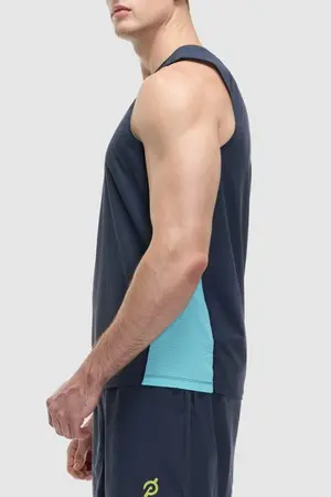 PELOTON Grid Jacquard Colorblock Tank Top - Blue Nights
