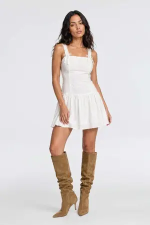 MONLICIA Milena Mini Linen Dress - White
