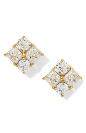 Nadri Delphine Cubic Zirconia Cluster Stud Earrings - Gold