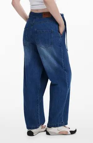 Desigual Faux-wrap Jeans With Tie Detail