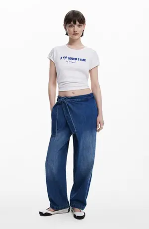 Desigual Faux-wrap Jeans With Tie Detail